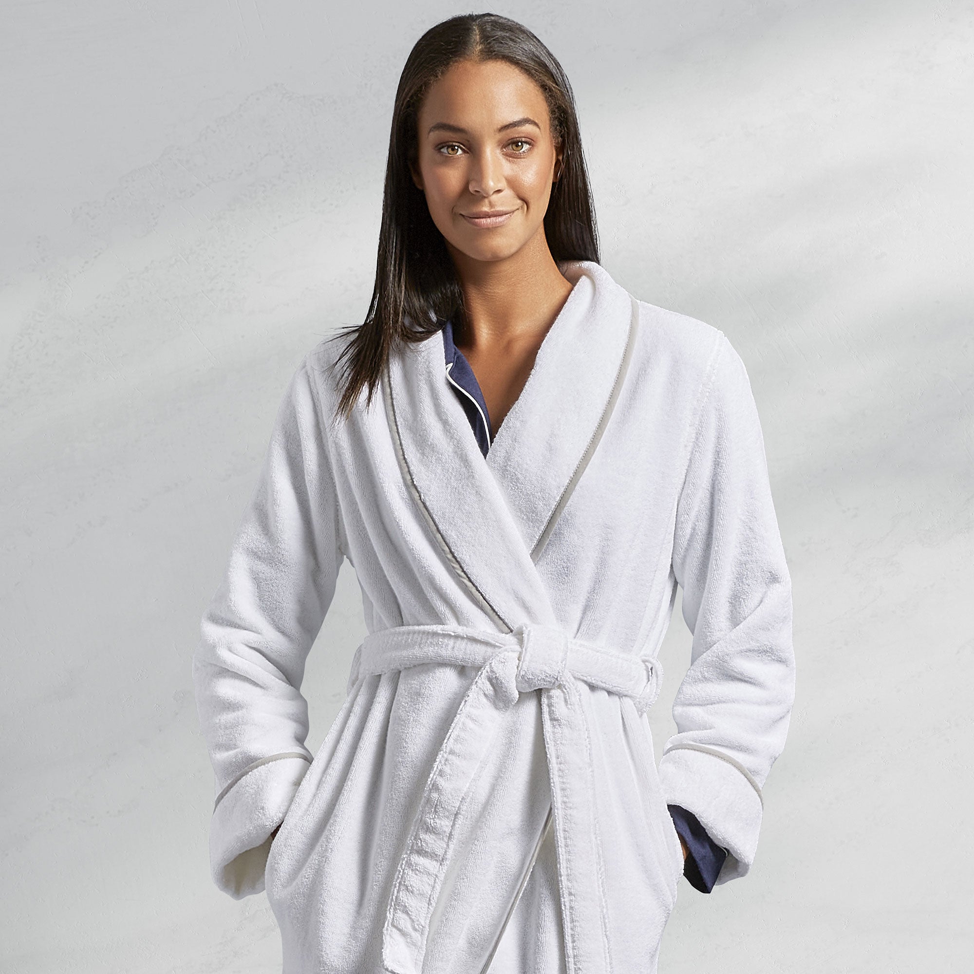 Turkish Cotton Piped Robe | Kassatex